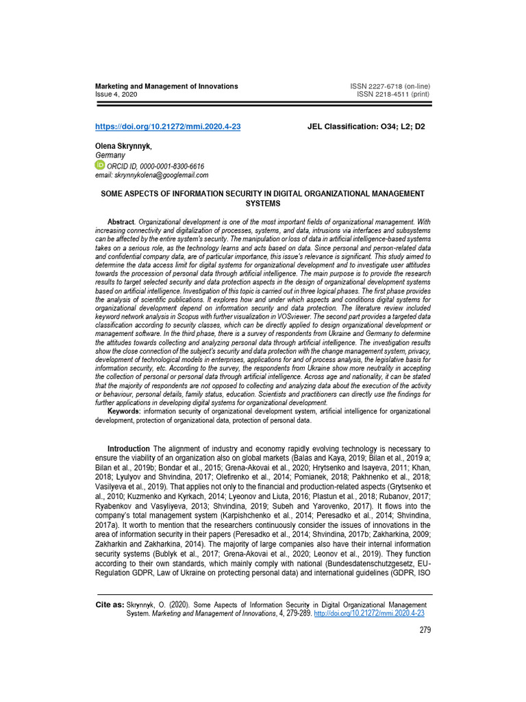 с3 - some Aspects of Information Security in Digital Organizational Management | PDF ...