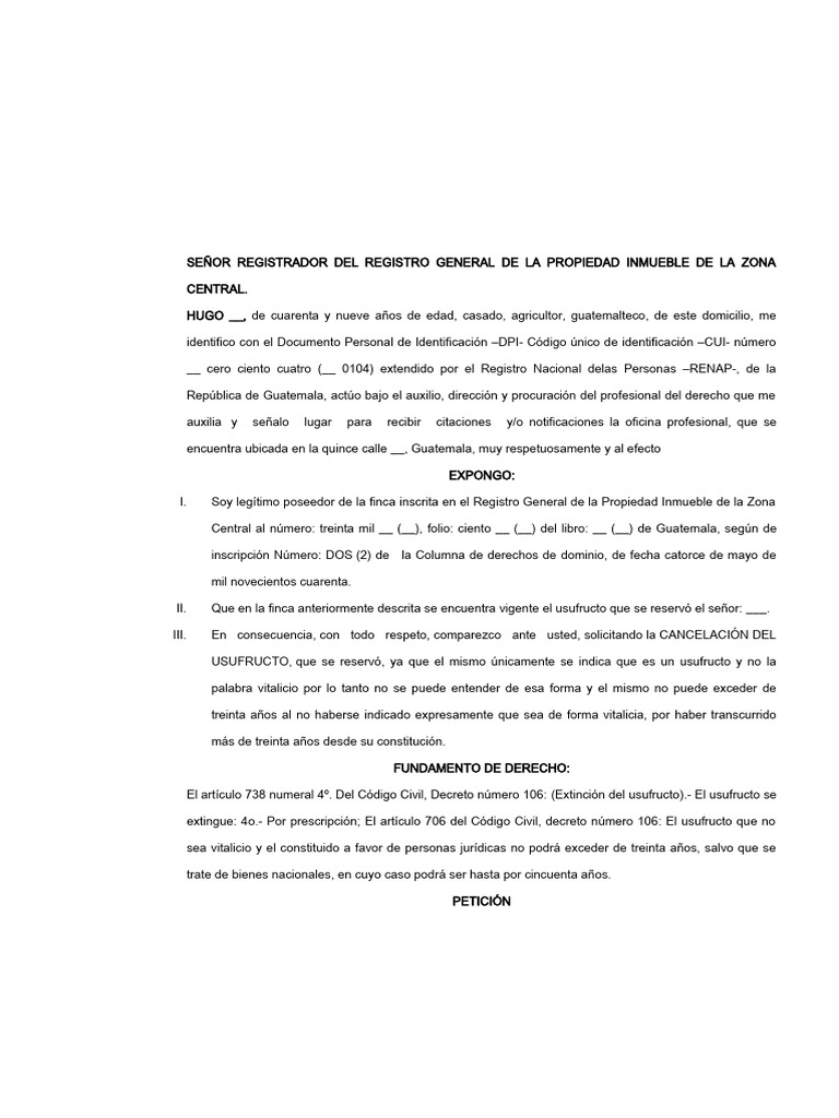 Cancela Usufructo Final | PDF | Gobierno | Ley común