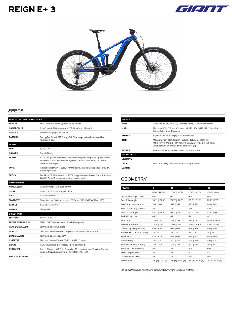 Giant Reign e 3 Is Is 3101 - 240722 - 205648 | PDF | Wheeled Vehicles ...