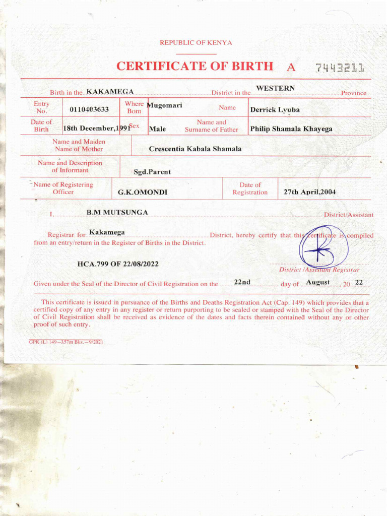 Birth Certificate | PDF