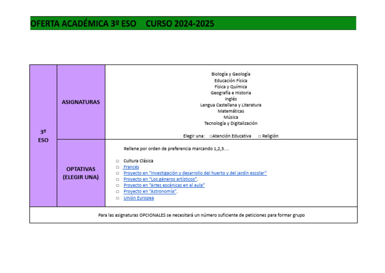 Of Acad 3eso 24 25 | PDF