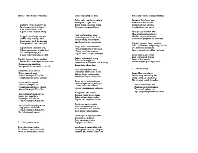 Pantun untuk Resepsi Pernikahan | PDF