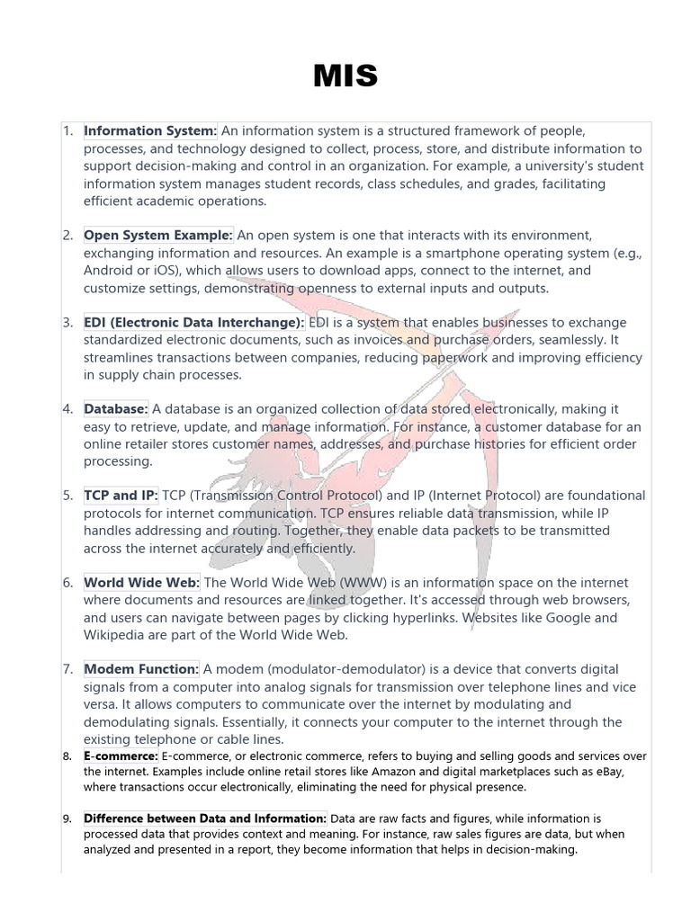 MIS Notes | PDF | Internet Access | Internet