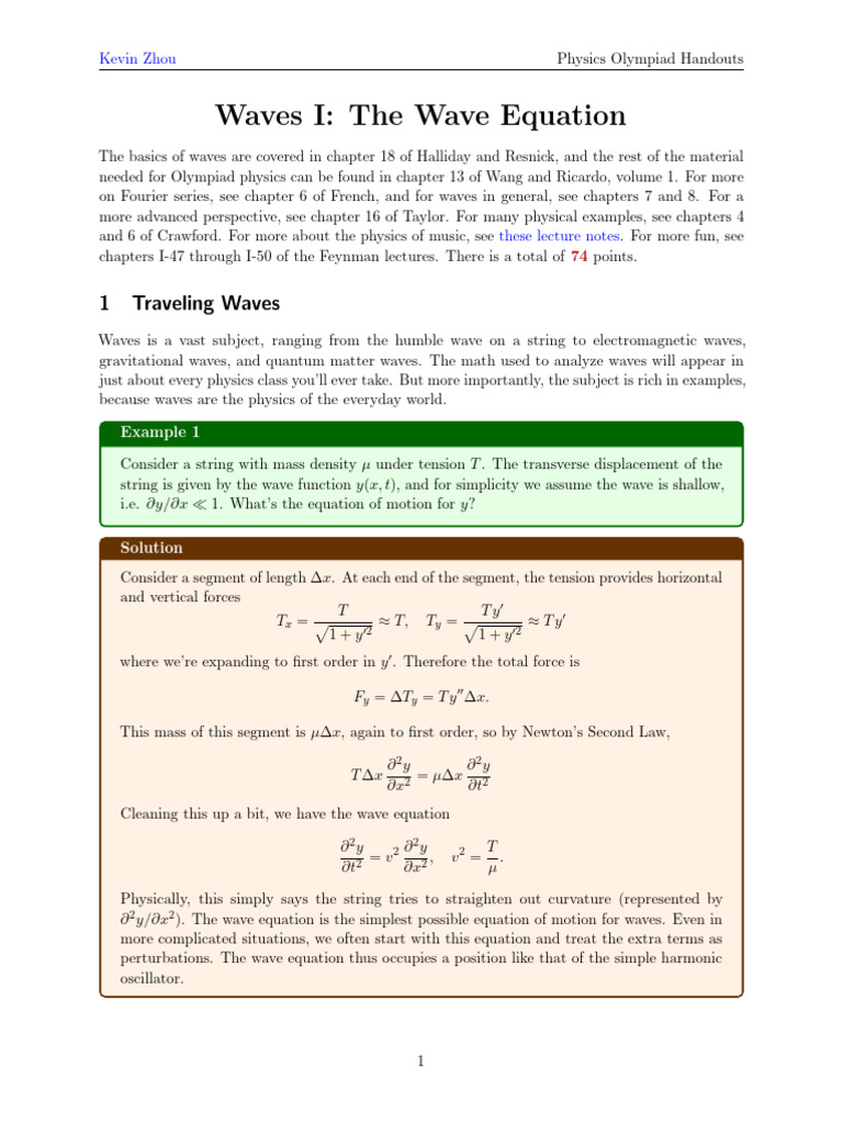 Waves I: The Wave Equation | PDF | Waves | Wave Equation
