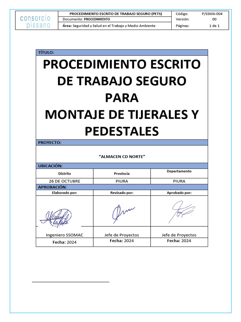 Procedimiento Seguro Montaje Estructuras | PDF | Tuerca (Hardware) | Tornillo