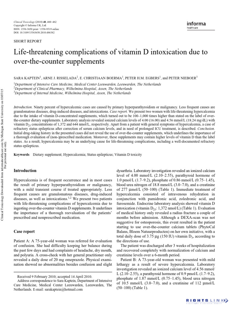 Intox 3 Pdf Vitamin D Clinical Medicine