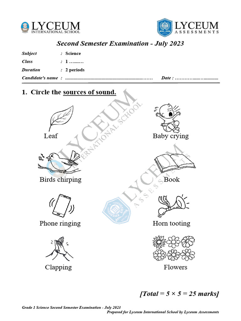 Grade 1 - Science | PDF
