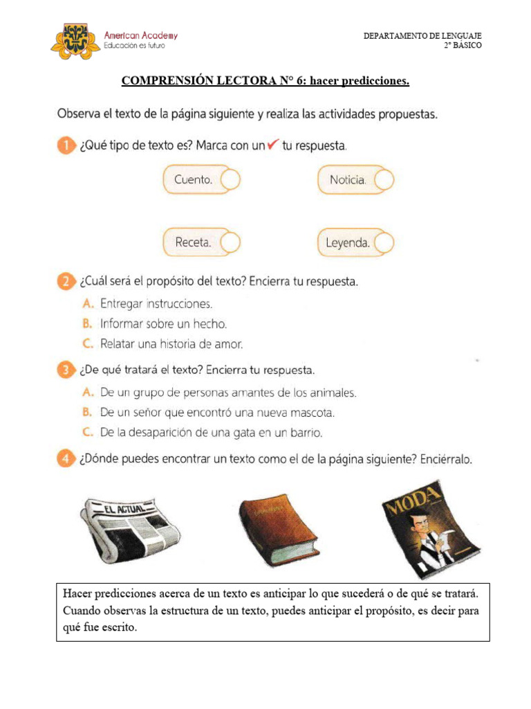 Comprensión Lectora N°6 | PDF