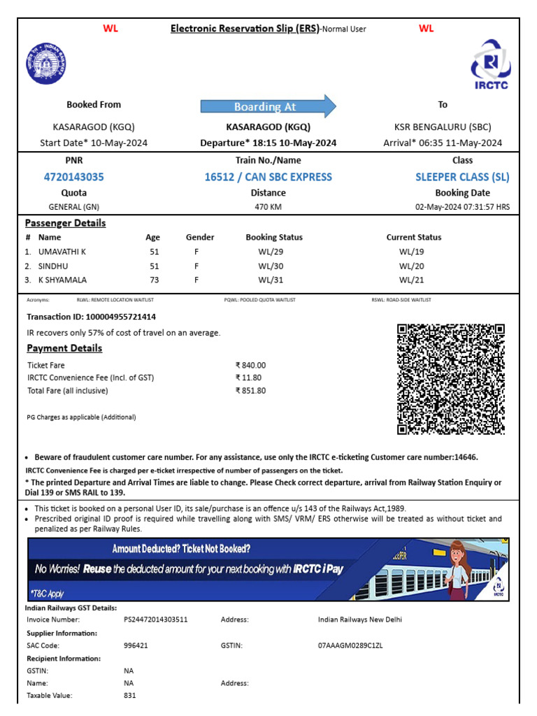 Train Ticket Uma | Download Free PDF | Identity Document