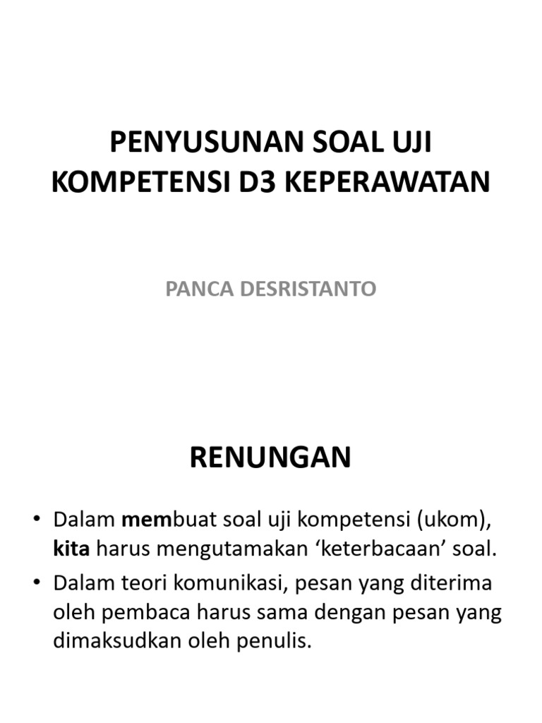 Penyusunan Soal Ukom D3 Keperawatan Januari 2024 | PDF