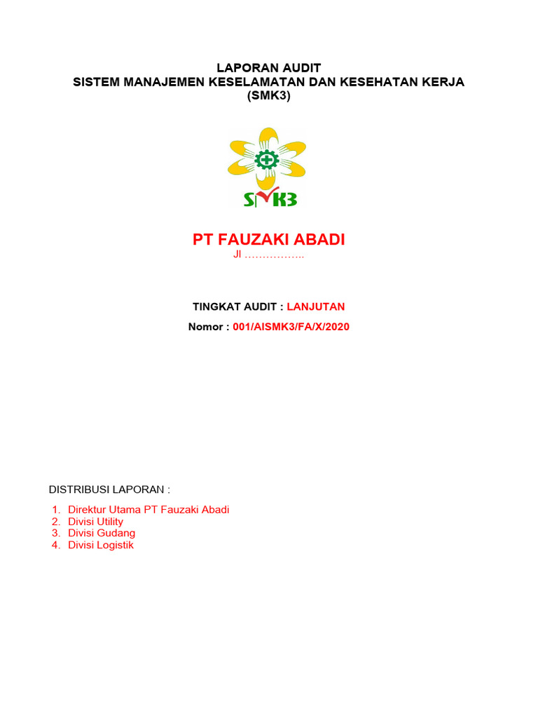 Contoh Laporan Audit SMK3 | PDF