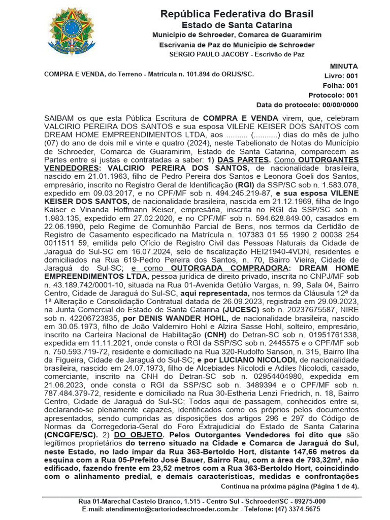 Minuta - Arq. 59.315 | PDF