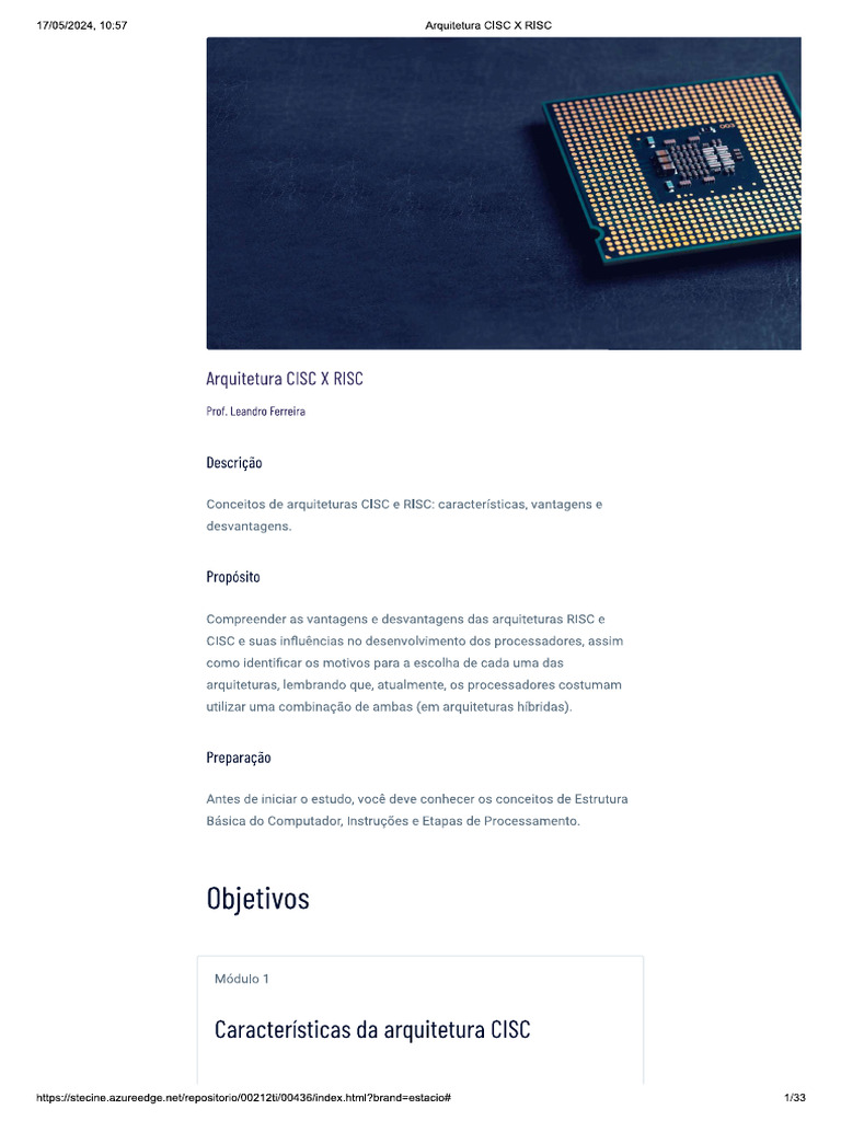 Arquitetura CISC X RISC | PDF