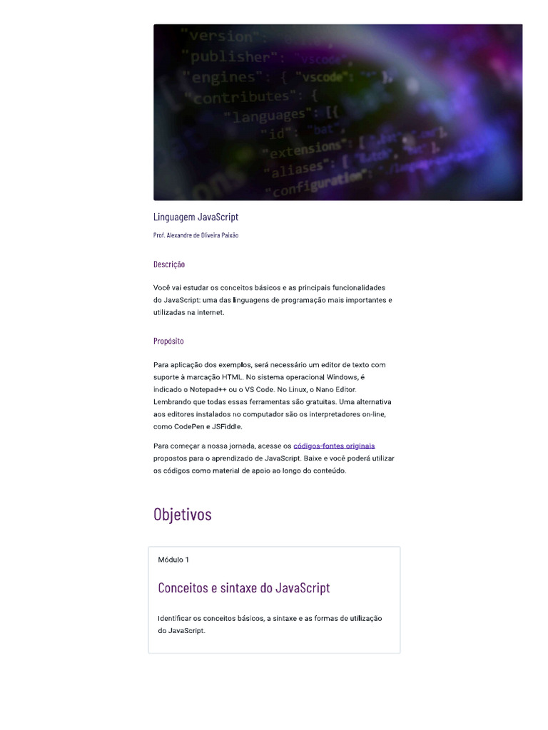 Linguagem JavaScript | PDF