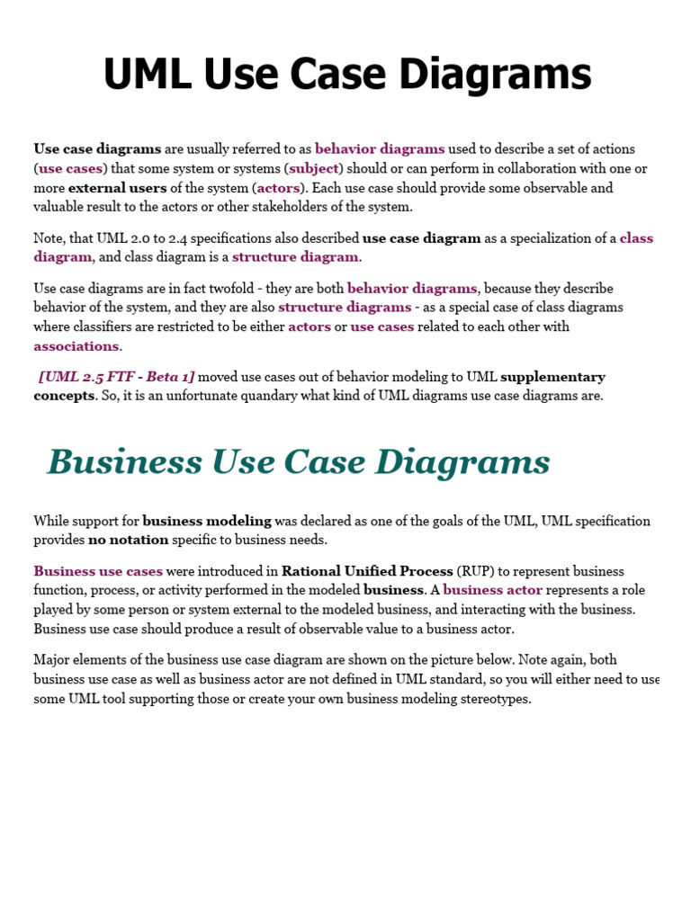 Business Use Case Diagrams Pdf Use Case Unified Modeling Language