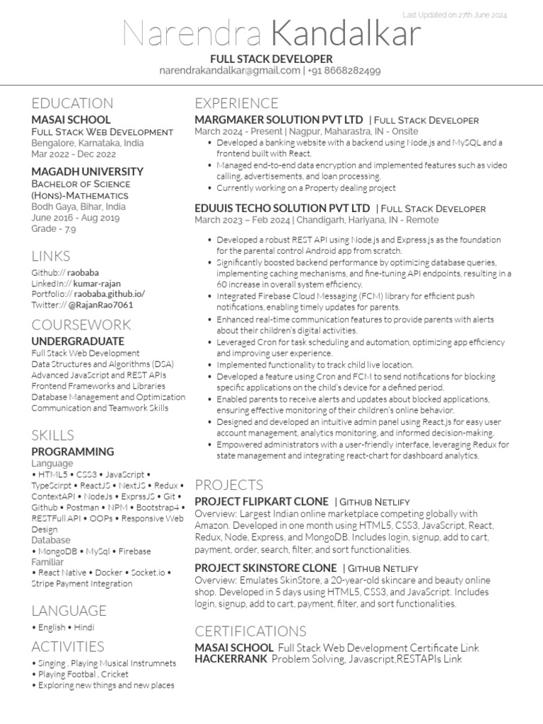 Rajan_Kumar_Resume | Download Free PDF | Web Development | Java Script Rajan_Kumar_Resume | Download Free PDF | Web Development | Java Script