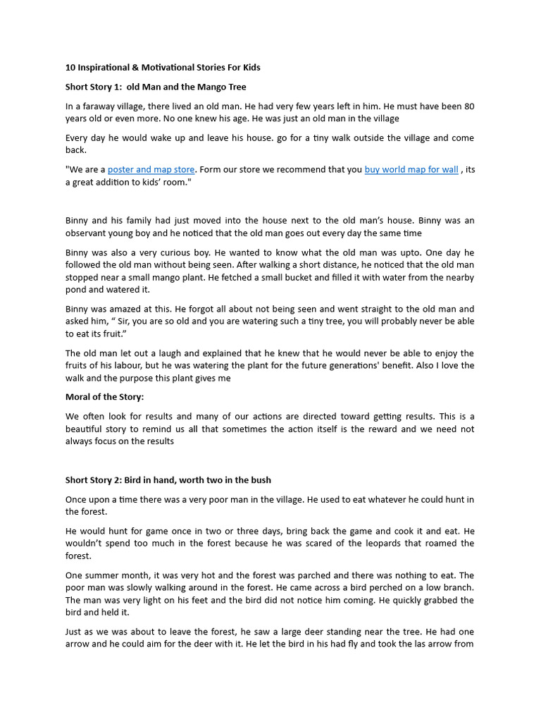 Inspiring Short Stories for Kids | PDF