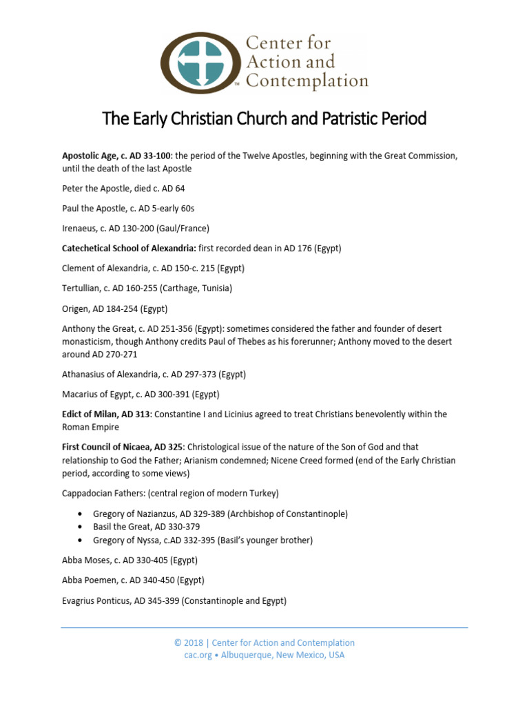 Early Christian Church Overview | PDF | Church Fathers | Christianity ...