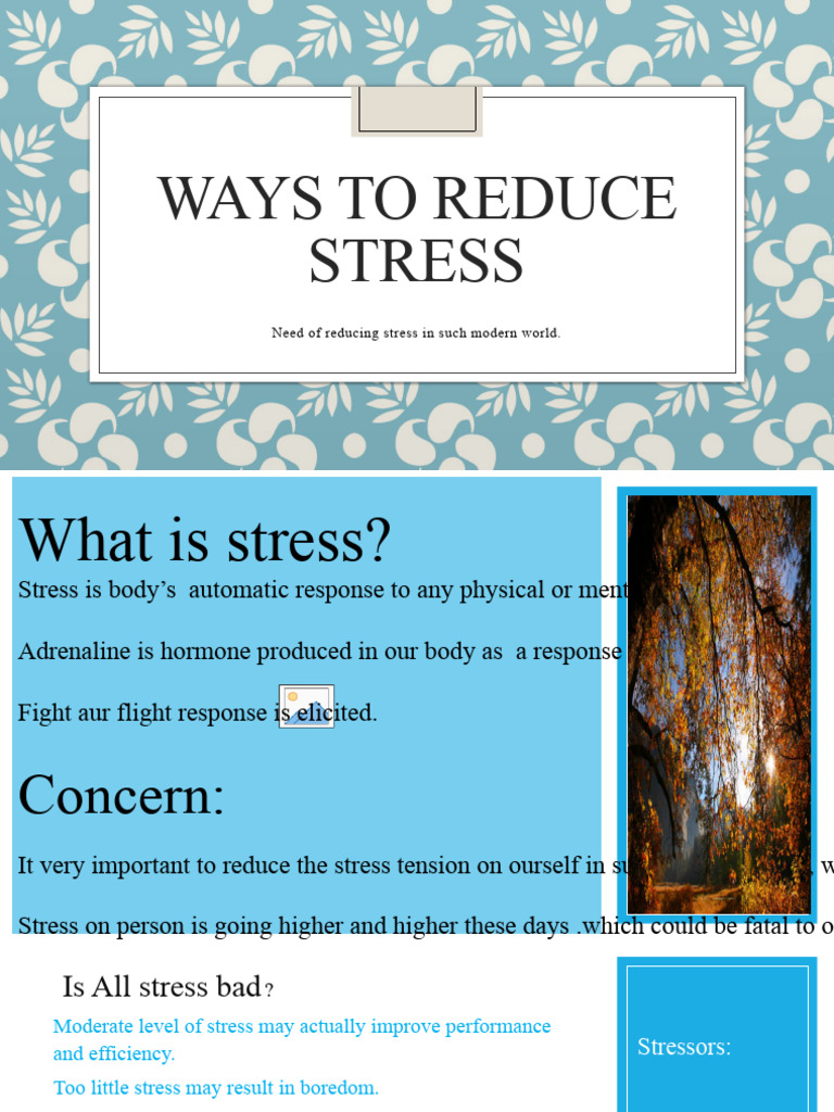 Ways to Reduce Stress | PDF | Stress (Biology) | Psychology