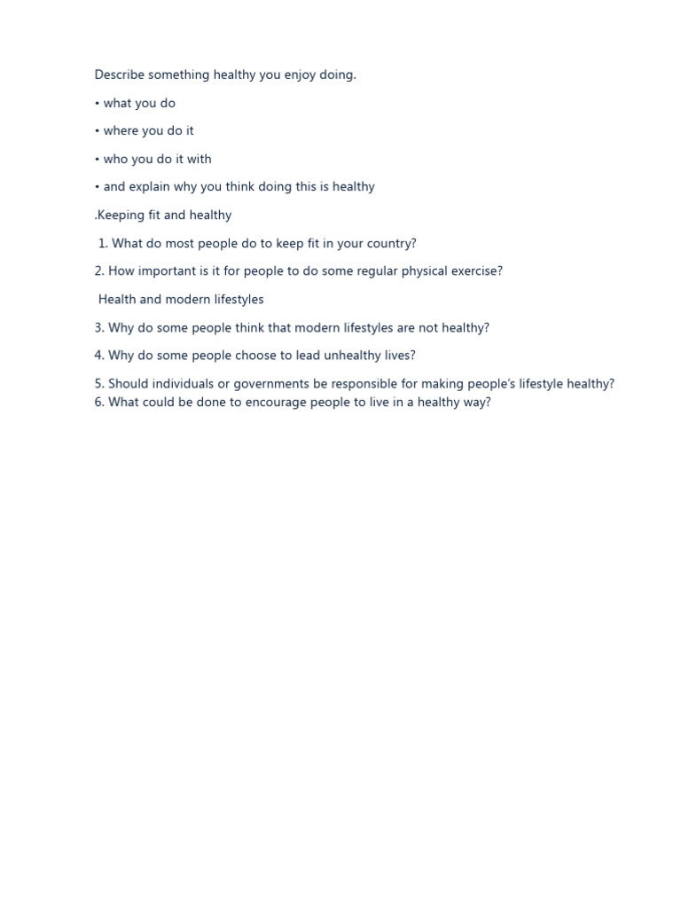 Describe Something Healthy You Enjoy Doing | PDF