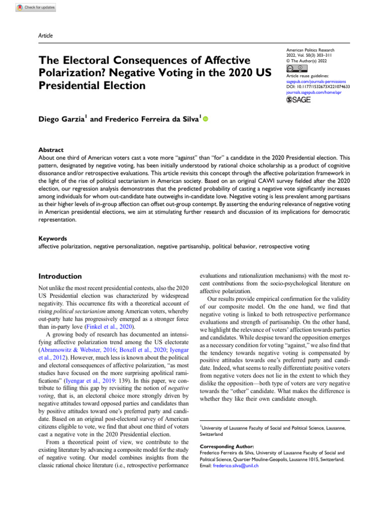 Garzia Ferreira Da Silva 2022 The Electoral Consequences of Affective ...