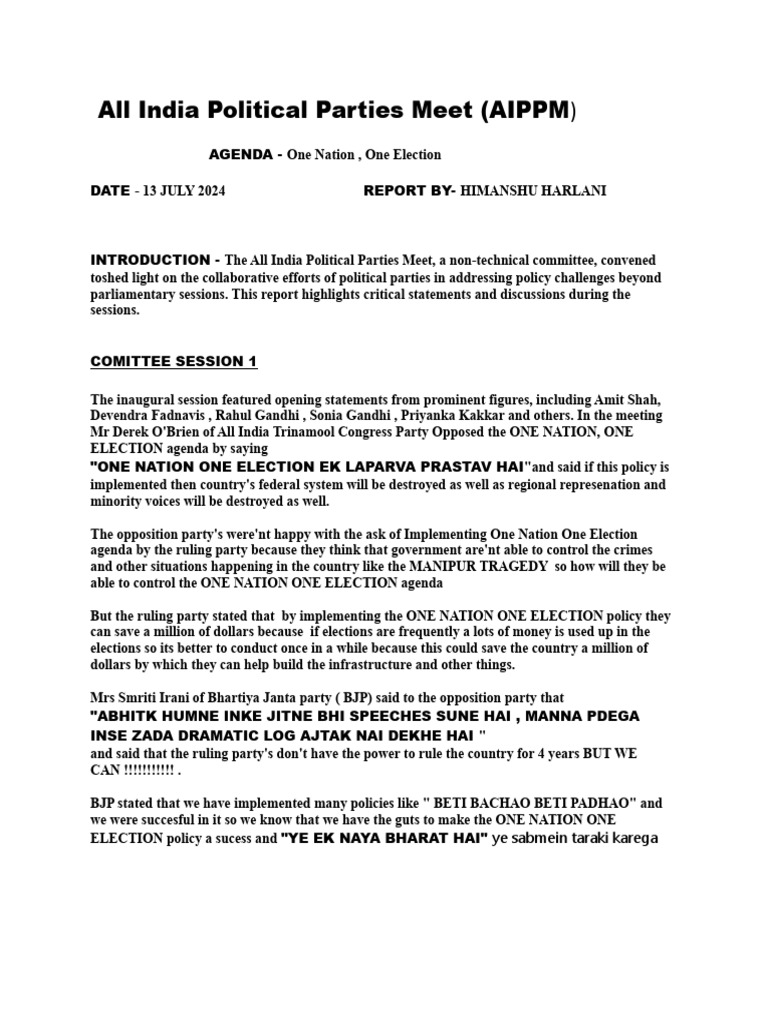 Aippm Day One Ip | PDF | Government | Politics Of India