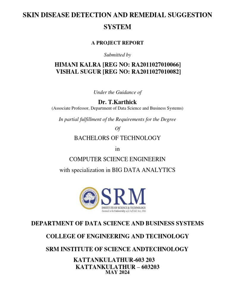 Skin Disease Final Report-1 | PDF | Deep Learning | Medical Diagnosis