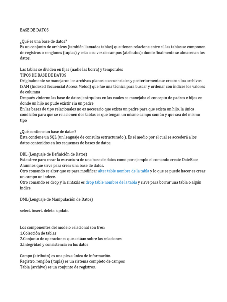 Qué Es Una Base de Datos | PDF | SQL | Datos