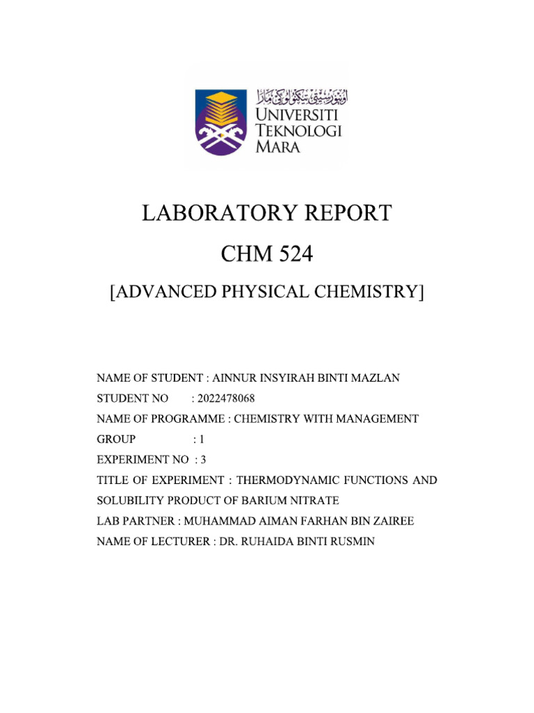 Exp3 CHM524 | PDF