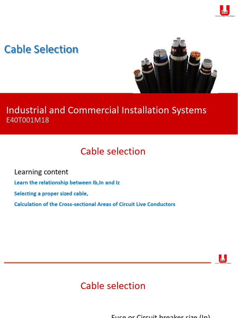 Cable Selection | PDF | Fuse (Electrical) | Electrical Engineering