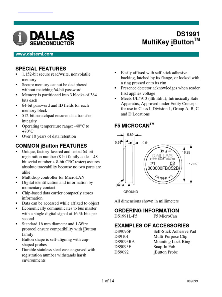 DS1991L-F5 1229581 | PDF | Computer Engineering | Digital Technology