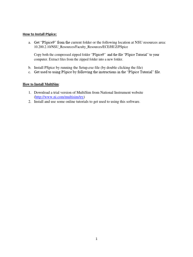 How To Install PSpice and MultiSim | PDF