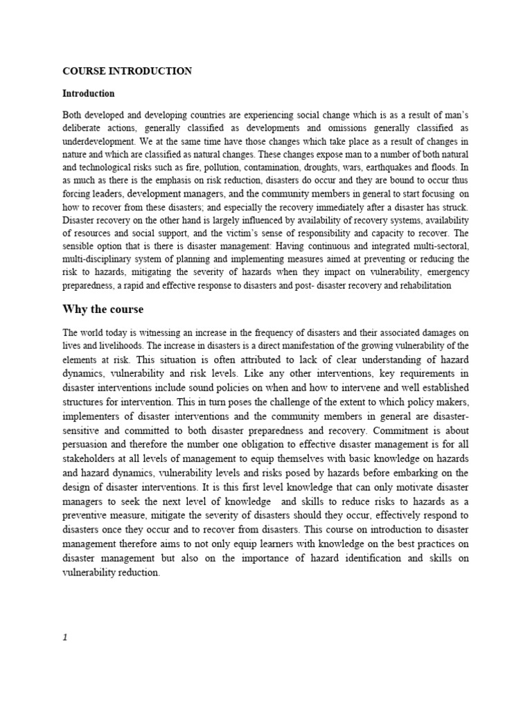 Disaster Management Module | PDF | Natural Disasters | Risk