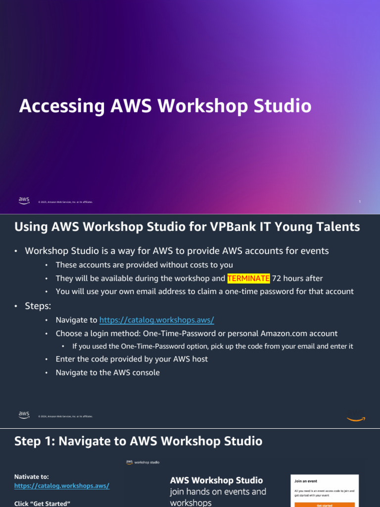 Access Aws Workshop Studio | PDF