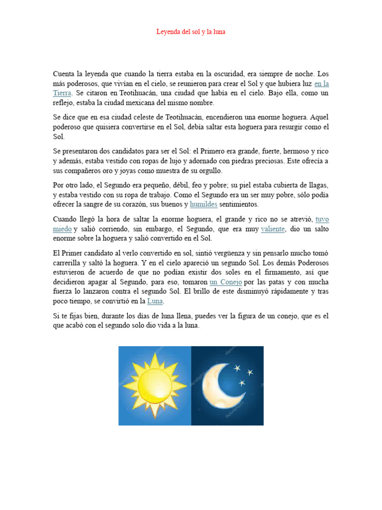 Leyenda Del Sol y La Luna | PDF