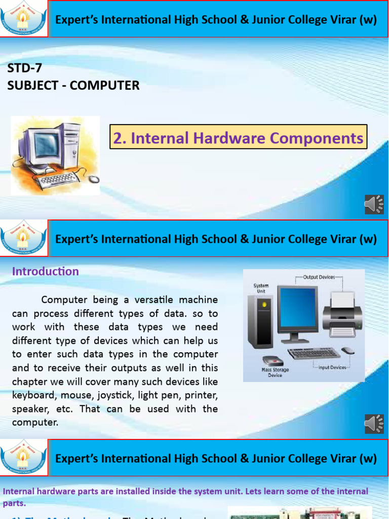 Computer L-2 Internal Hardware Components (Explanantion) | PDF | Read ...