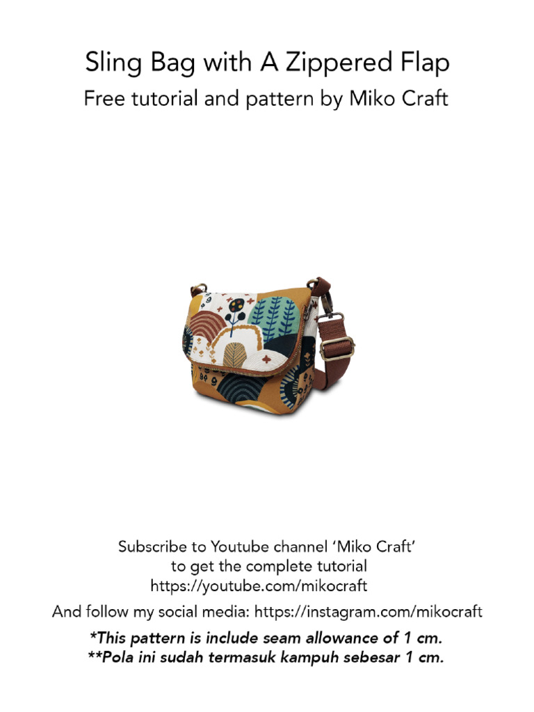 Sling Bag With A Zippered Flap - Free Pattern and Tutorial by Miko ...