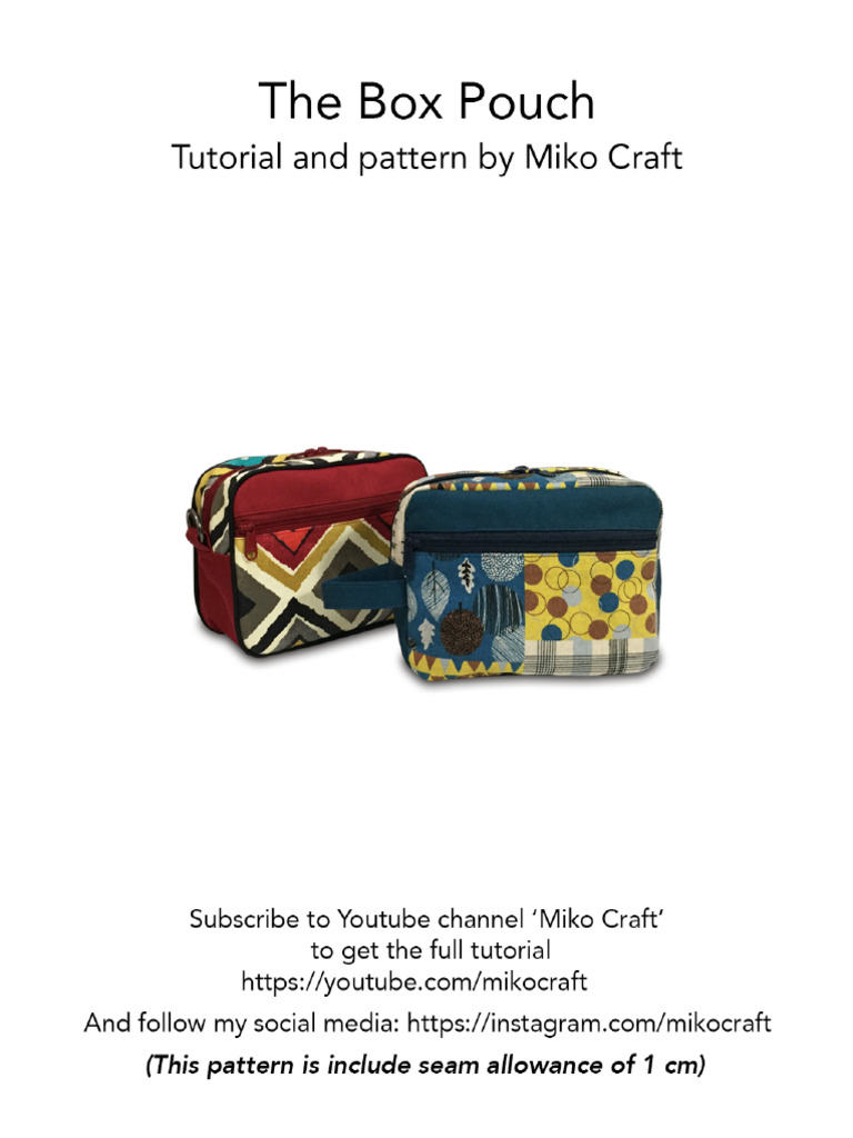 The Box Pouch - Pattern by Miko Craft | PDF