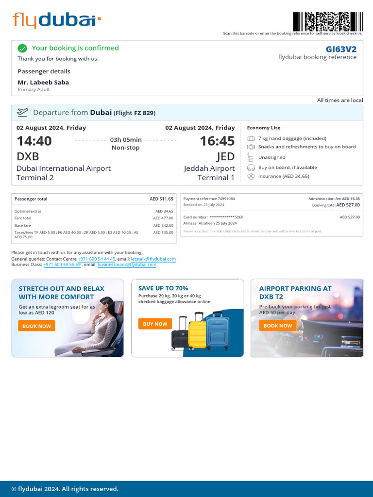 Labeeb Saba - Dubai Jeddah | PDF | Aviation | Payments