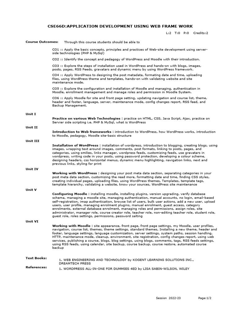 FrmCourseSyllabus Aspx | PDF | Word Press | World Wide Web