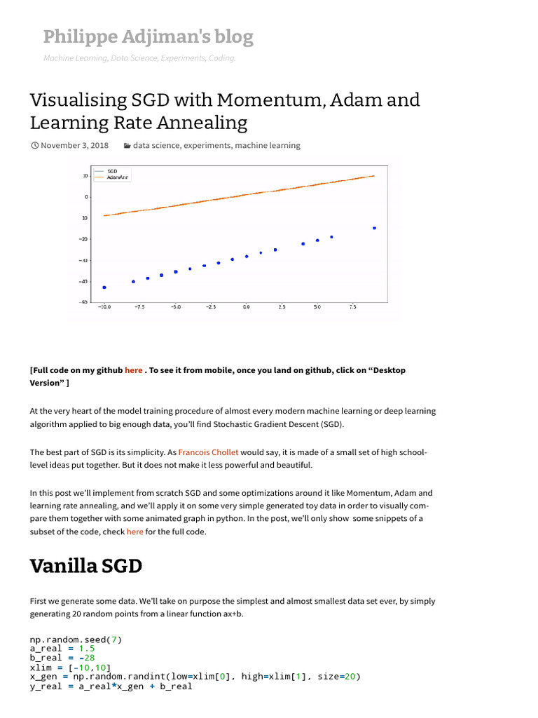 Visualising SGD With Momentum, Adam and Learning Rate Annealing | PDF | Algorithms | Applied ...
