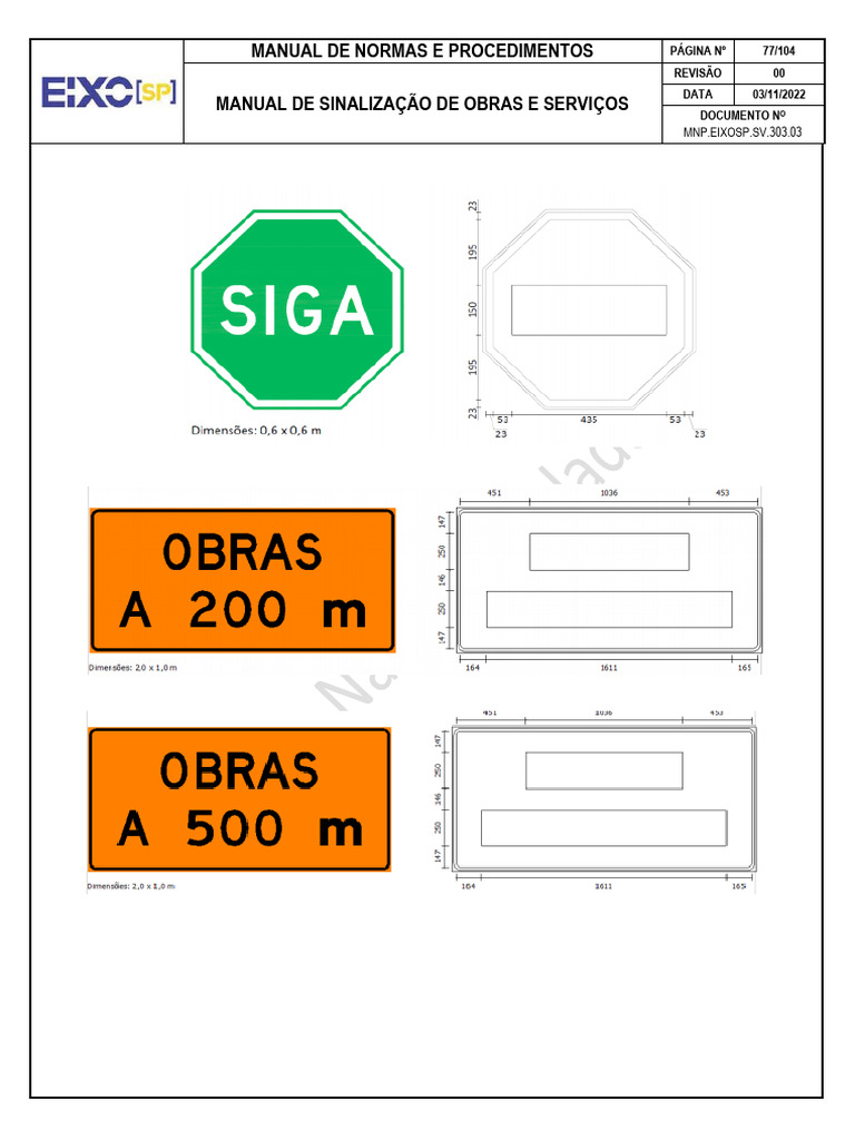 42 Manual de Sinalização TAMANHO DE PLACAS | PDF