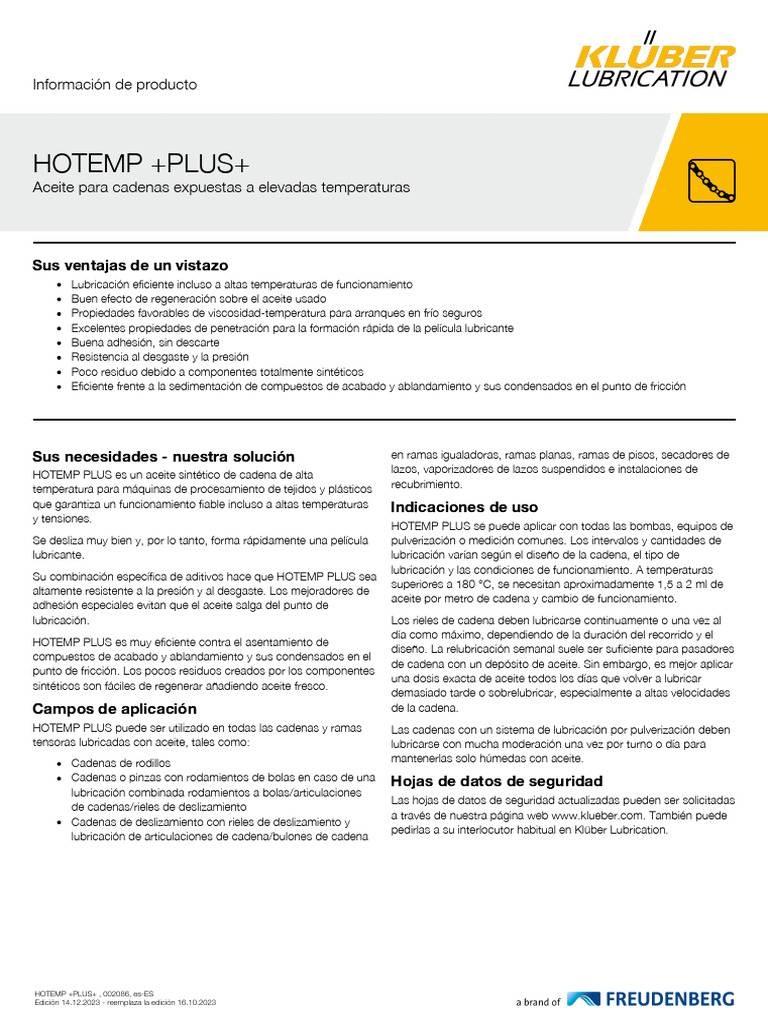 Hotemp Plus 002086 Pi Es Es | PDF | Lubricante | Petróleo