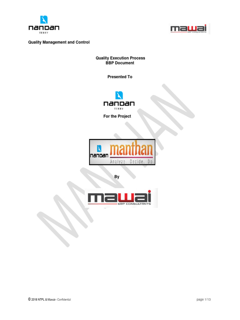 NTPL - BBP - QM Overview v1 | PDF | Quality Management | Specification ...