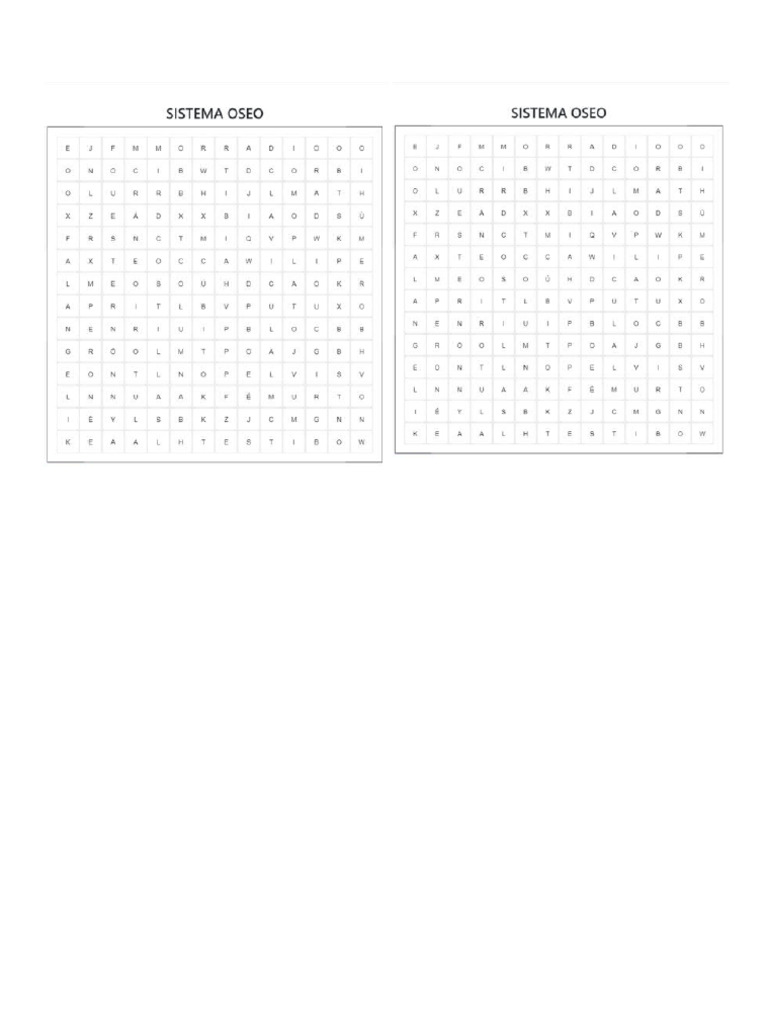 Sopa de Letras Sistema Oseo | PDF