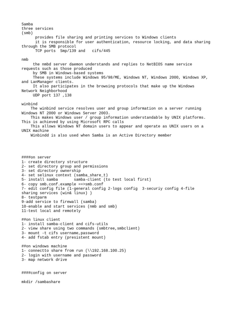 Samba | Download Free PDF | Operating System Technology | Computer Engineering