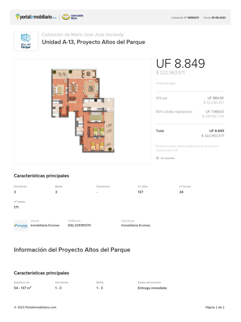 Cotización Altos del Parque 3D/3B | PDF