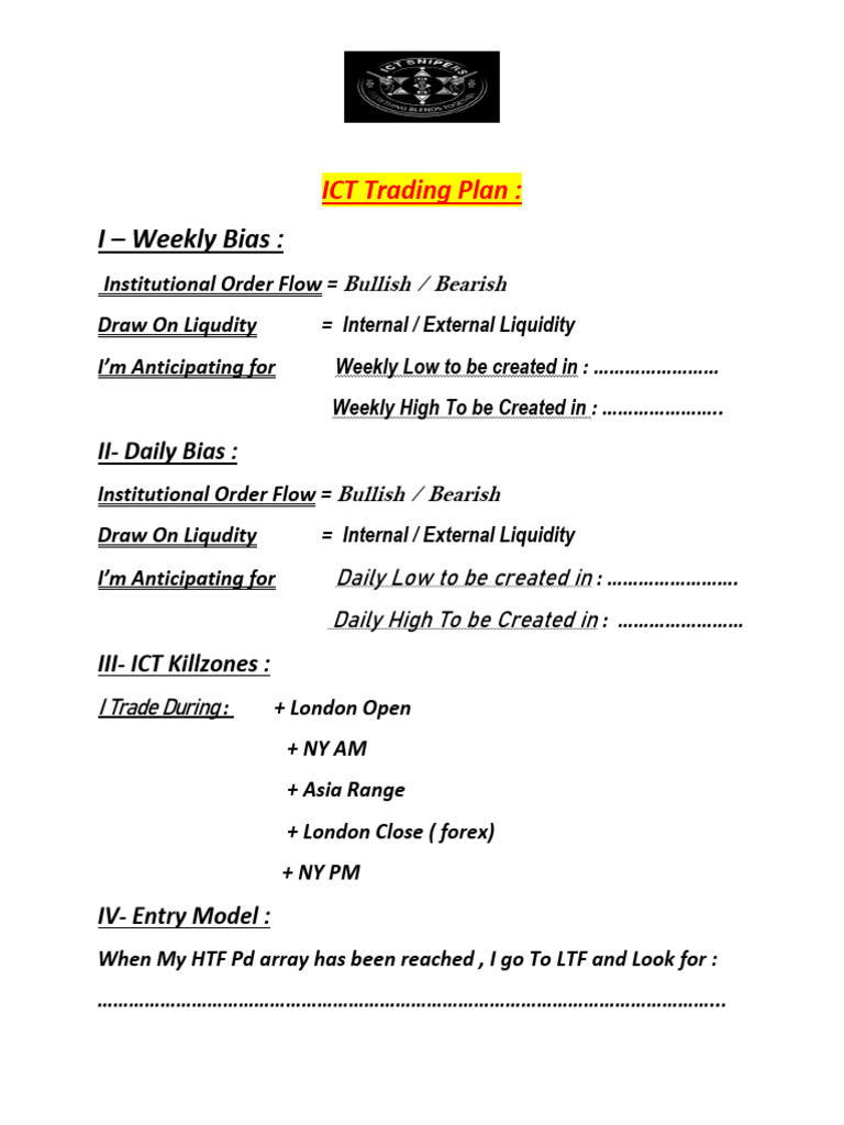 ICT Trading Plan_copy | PDF