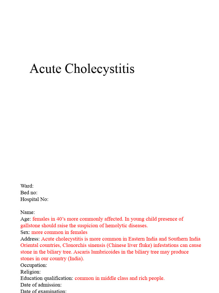 Acute Cholecystitis | PDF | Gallbladder | Medical Specialties