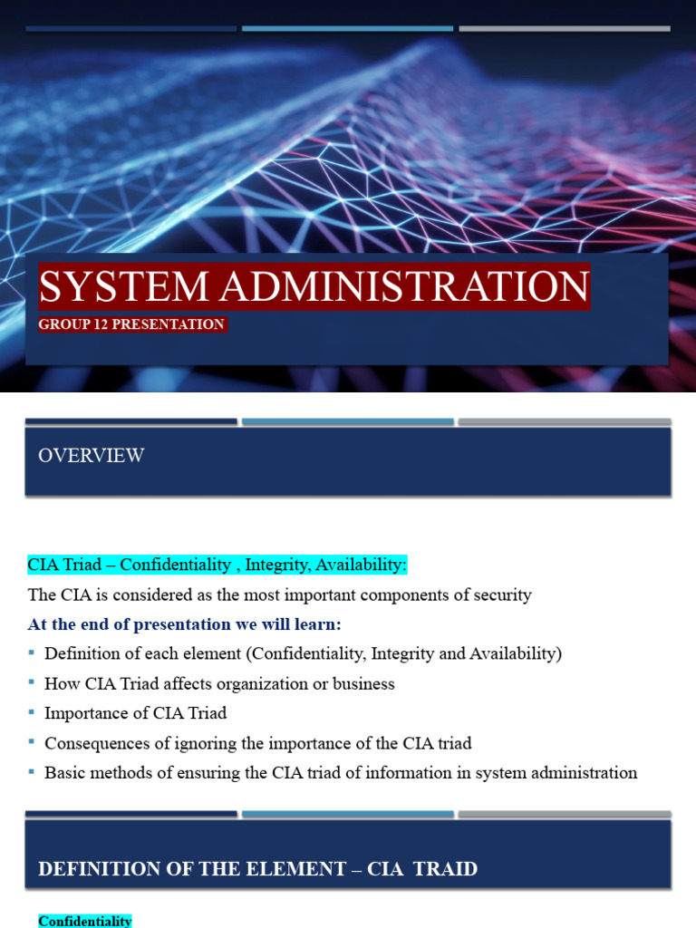 System Administration Presentation Group 12 (L400) | PDF | Information ...